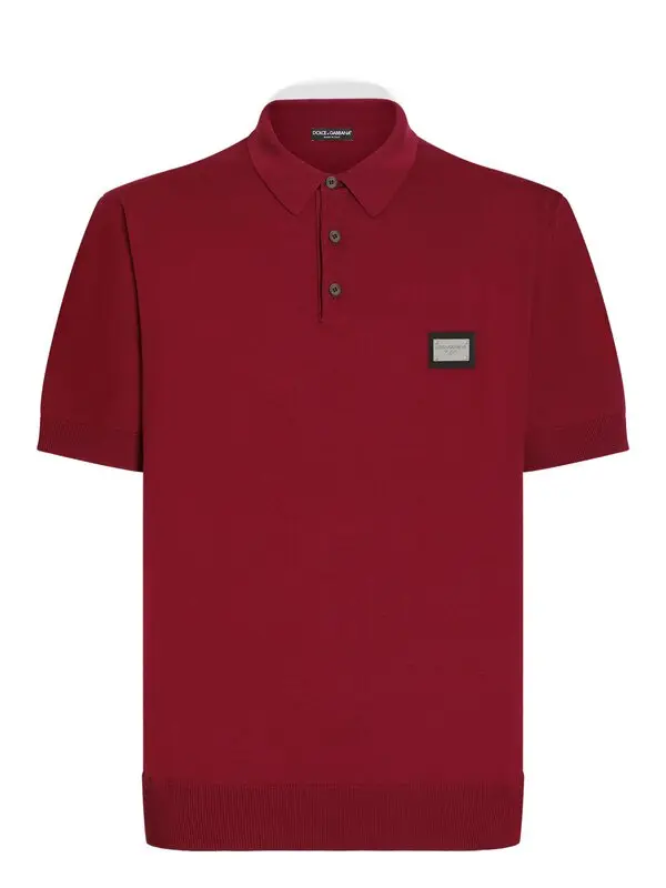 Dolce & Gabbana Wool Polo-shirt With Branded Tag - Bordeaux