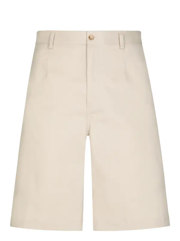 Dolce & Gabbana Stretch Cotton Shorts With Branded Tag - Beige