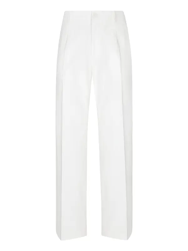 Dolce & Gabbana Straight-leg Cotton Gabardine Pants - White