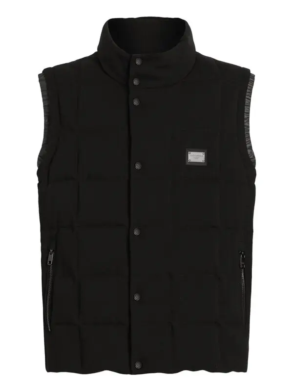 Dolce & Gabbana Quilted Stretch Jersey Vest With Branded Tag - Black