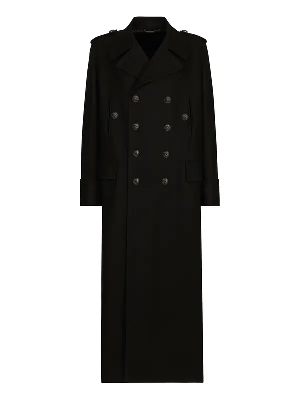 Dolce & Gabbana Long Wool Military-style Coat - Black