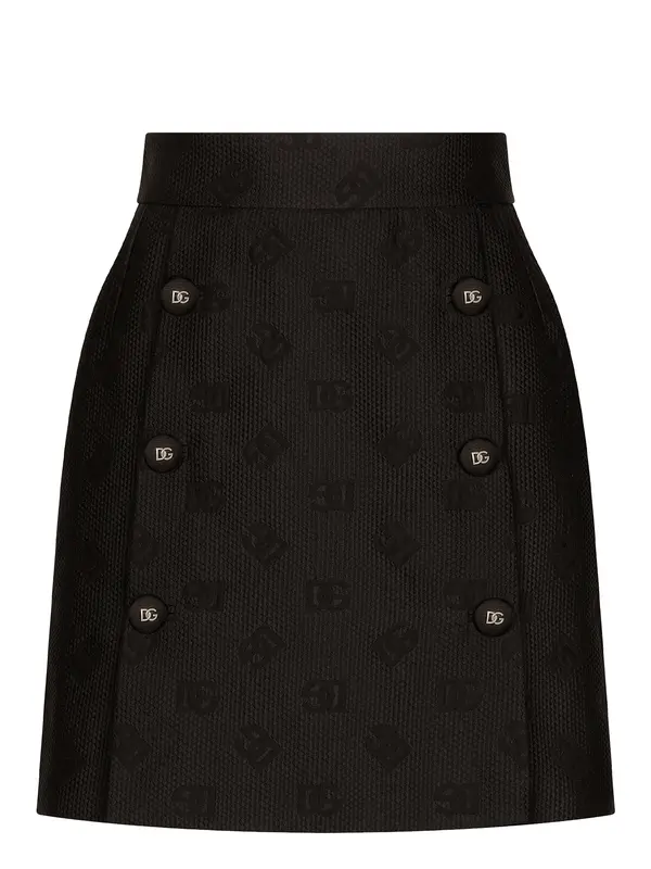 Dolce & Gabbana Jacquard Miniskirt With Dg Logo - Black
