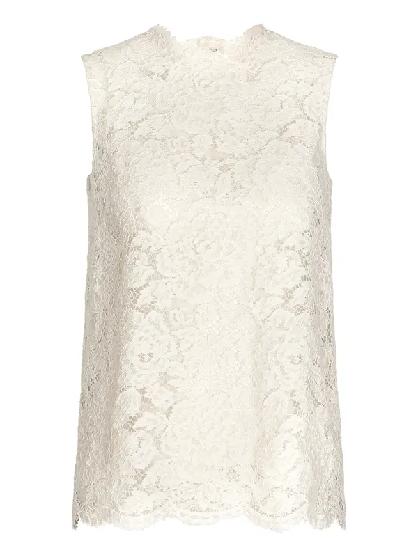 Dolce & Gabbana Stretch Lace Top - White