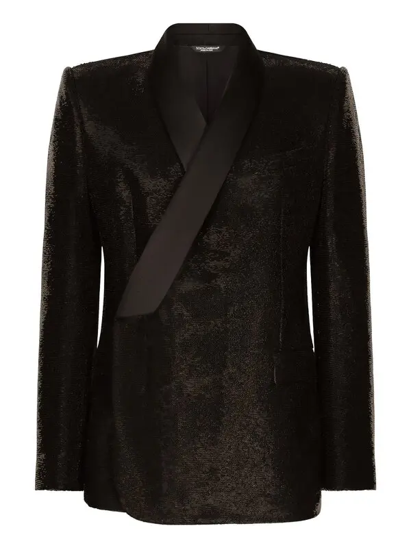 Dolce & Gabbana Sequined Double-breasted Sicilia-fit Tuxedo Jacket - Black