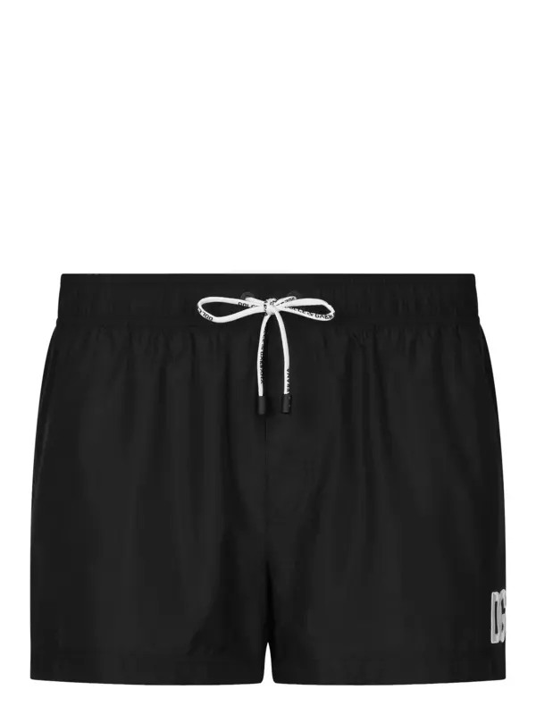 Dolce & Gabbana Swim Shorts With Dg Patch - Black