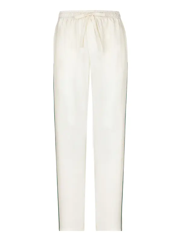 Dolce & Gabbana Silk Jogging Pants With Dg Embroidery - White