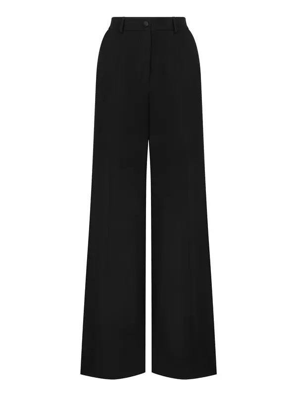 Dolce & Gabbana Flared Wool Gabardine Trousers - Black