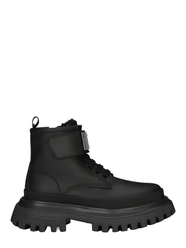 Dolce & Gabbana Rubberized Calfskin High Trekking Ankle Boots - Black