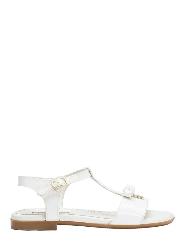 Dolce & Gabbana Patent Leather T-bar Sandals - White