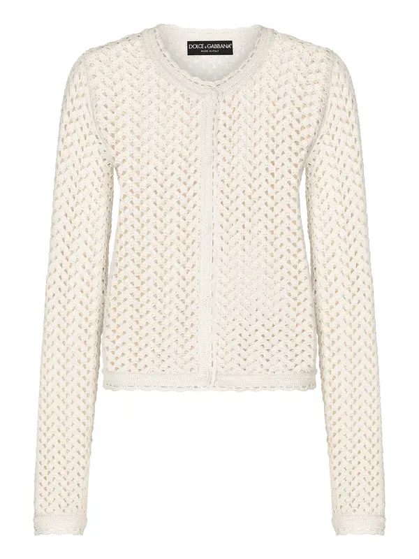Dolce & Gabbana Crochet Knit Jacket - White