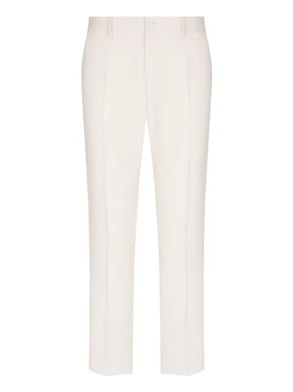Dolce & Gabbana Stretch Wool Tuxedo Pants - White