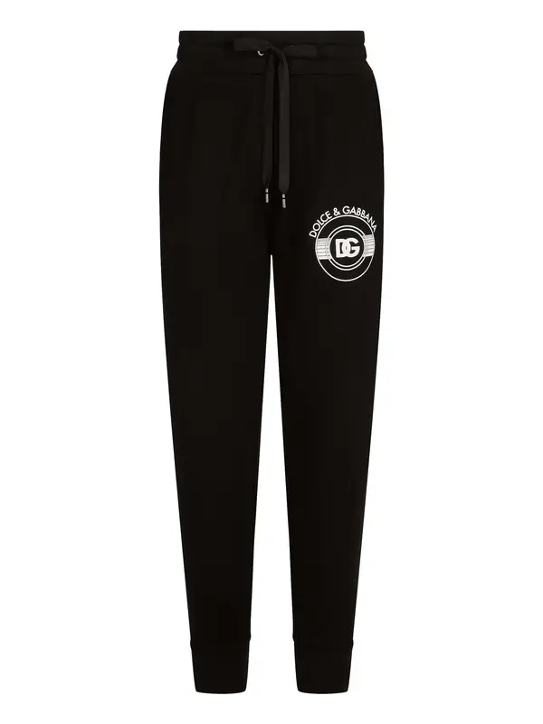 Dolce & Gabbana Jersey Jogging Pants With Dg Logo Print - Black