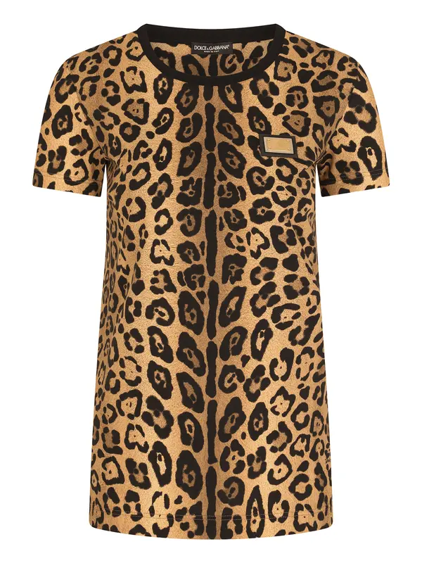 Dolce & Gabbana Leopard-print Jersey T-shirt - Multicolor