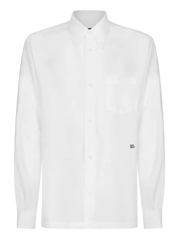 Dolce & Gabbana Linen Hawaiian Shirt With Dg Hardware - White