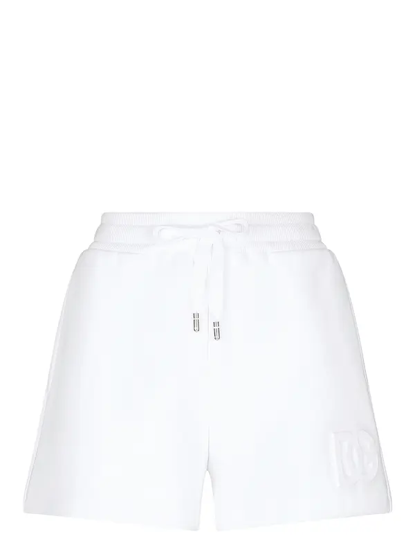 Dolce & Gabbana Jersey Shorts With Embossed Logo - White