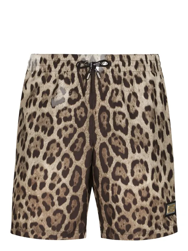 Dolce & Gabbana Mid-length Swim Trunks With Leopard Print - Animal Print