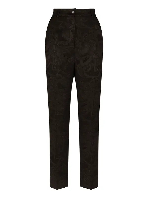 Dolce & Gabbana Floral Jacquard Trousers - Black