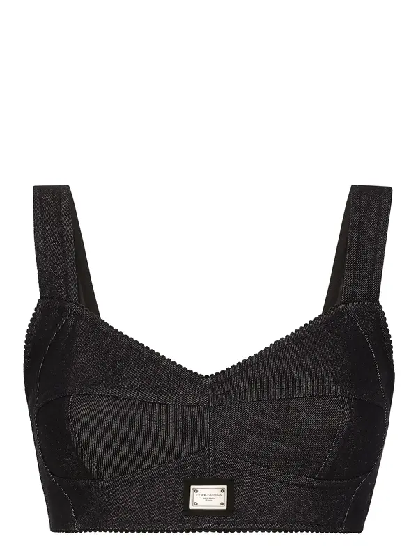 Dolce & Gabbana Cotton Denim Corset Bralette Top - Multicolor