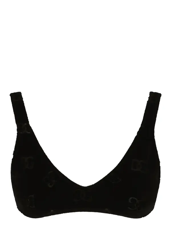 Dolce & Gabbana Flocked Jersey Top - Black