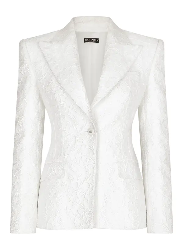 Dolce & Gabbana Brocade Turlington Blazer - White