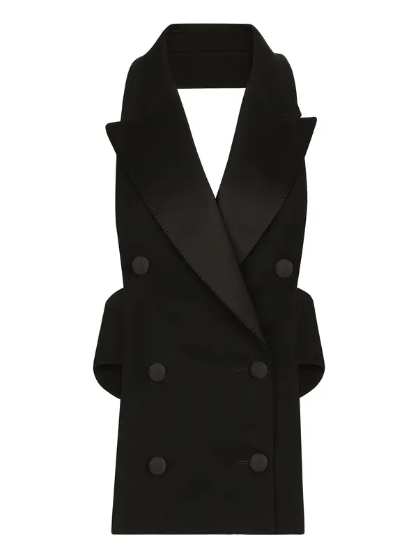 Dolce & Gabbana Double-breasted Gabardine Waistcoat - Black