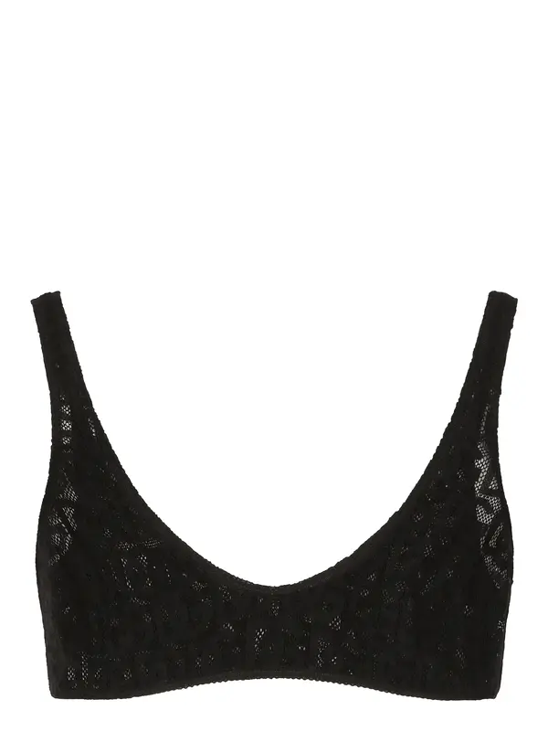 Dolce & Gabbana Tulle Jacquard Top - Black
