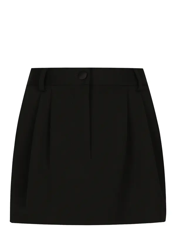 Dolce & Gabbana Short Wool Gabardine Tuxedo Skirt - Black