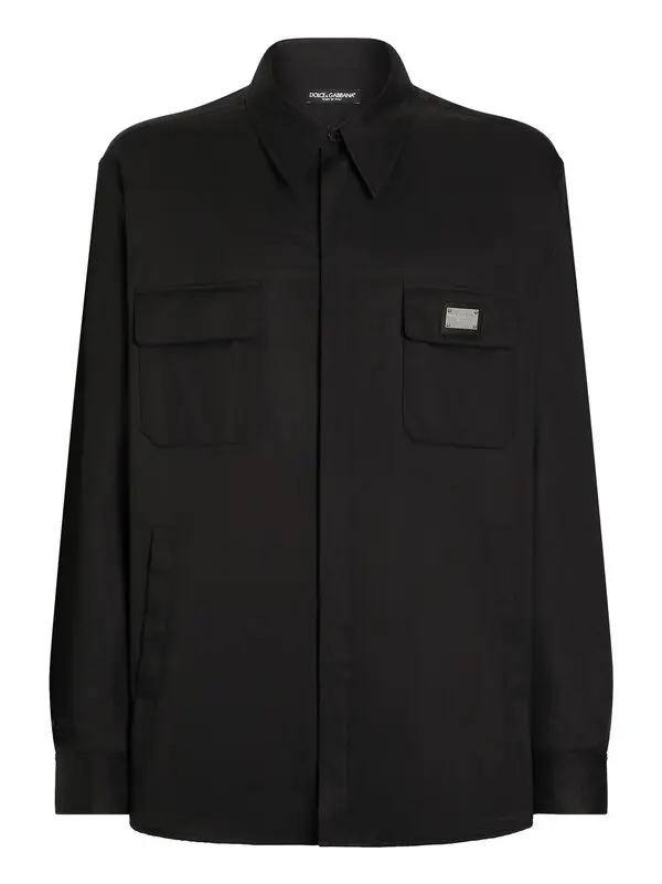 Dolce & Gabbana Nylon Shirt With Logo Tag - Black