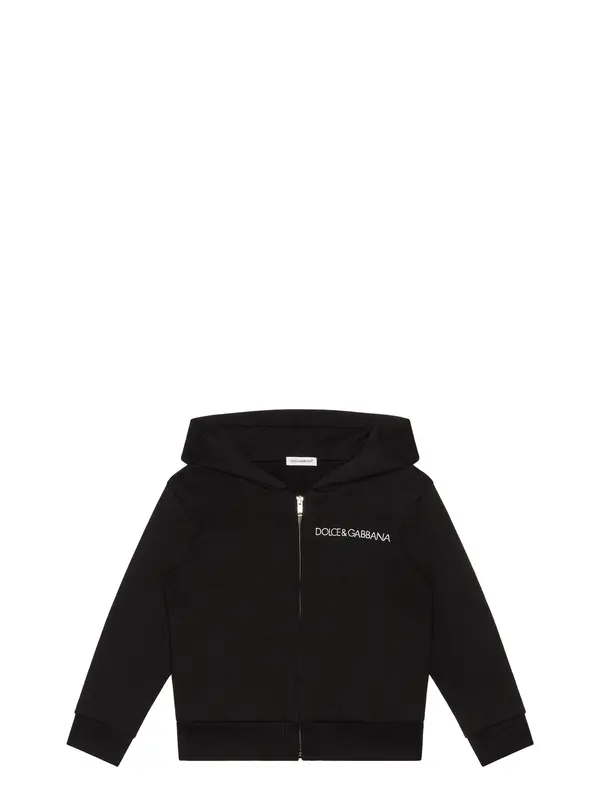 Dolce & Gabbana Jersey Hoodie With Logo Embroidery - Black
