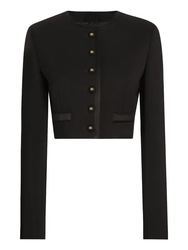 Dolce & Gabbana Cropped Wool Jacket - Black