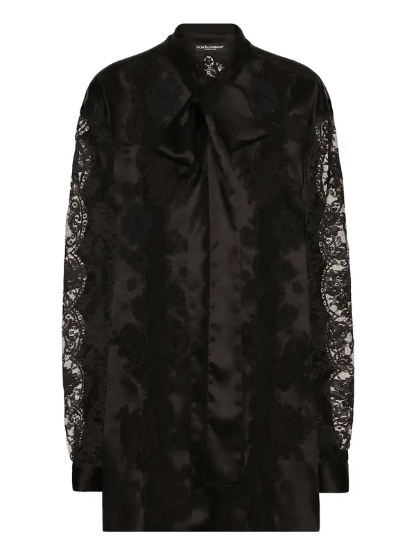 Dolce & Gabbana Oversize Silk Satin Shirt - Black