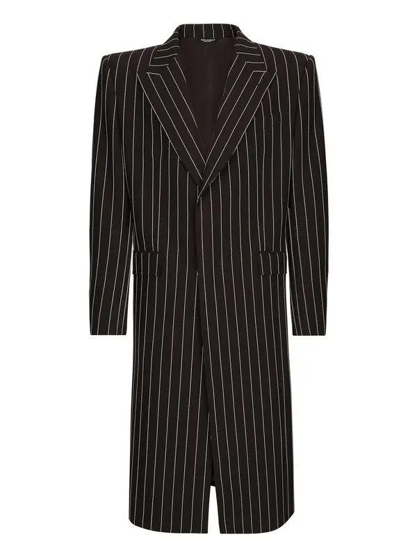 Dolce & Gabbana Single-breasted Pinstripe Wool Coat - Multicolor