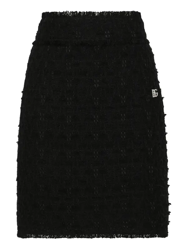 Dolce & Gabbana Rush-stitch Skirt With Slit - Black