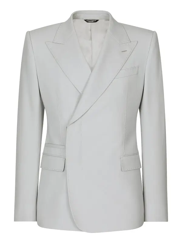 Dolce & Gabbana Double-breasted Stretch Wool Sicilia-fit Jacket - Grey