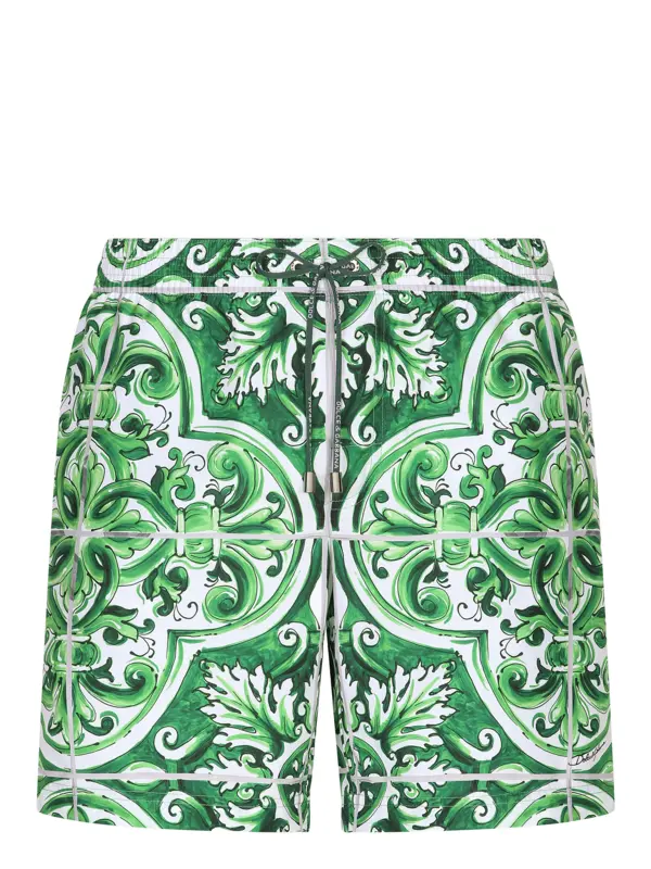 Dolce & Gabbana Mid-length Majolica- Swim Trunks - Print