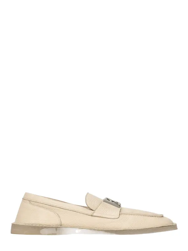 Dolce & Gabbana Deerskin Loafers With Dg Logo - Beige