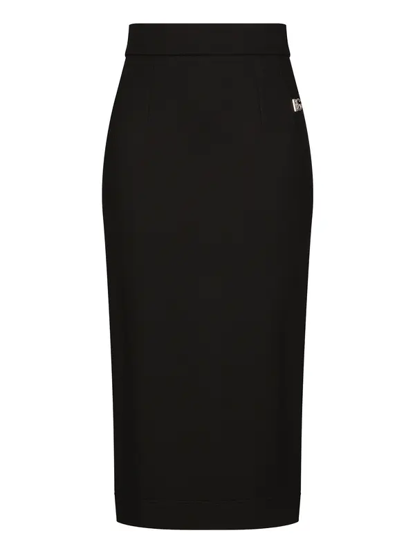 Dolce & Gabbana Milano Rib Midi Skirt - Black