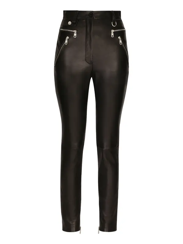 Dolce & Gabbana Faux Leather High-waisted Jeans - Black