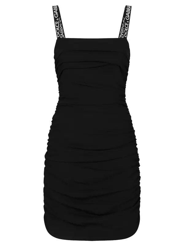 Dolce & Gabbana Short Cady Draped Dress - Black