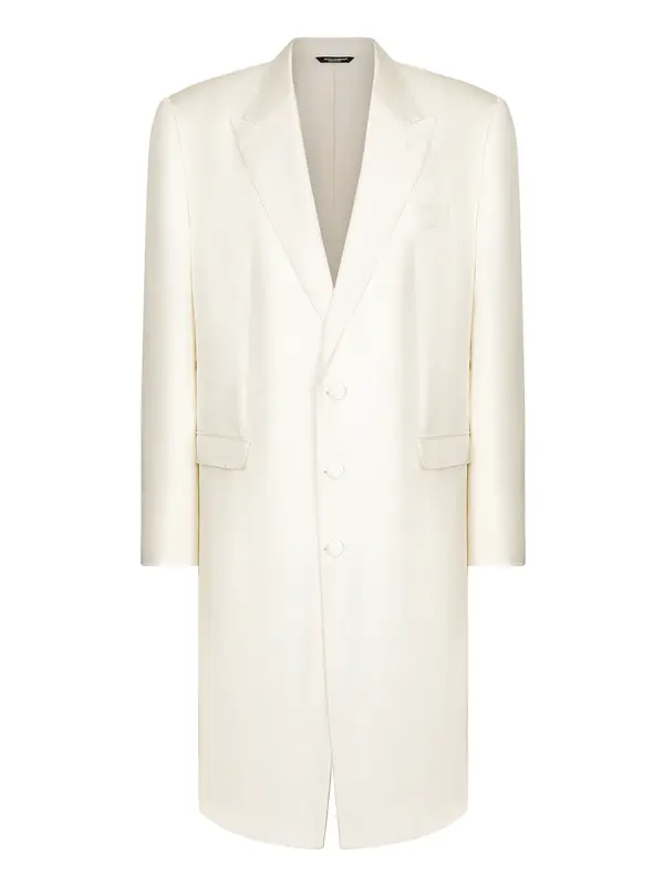 Dolce & Gabbana Single-breasted Silk Twill Coat - White