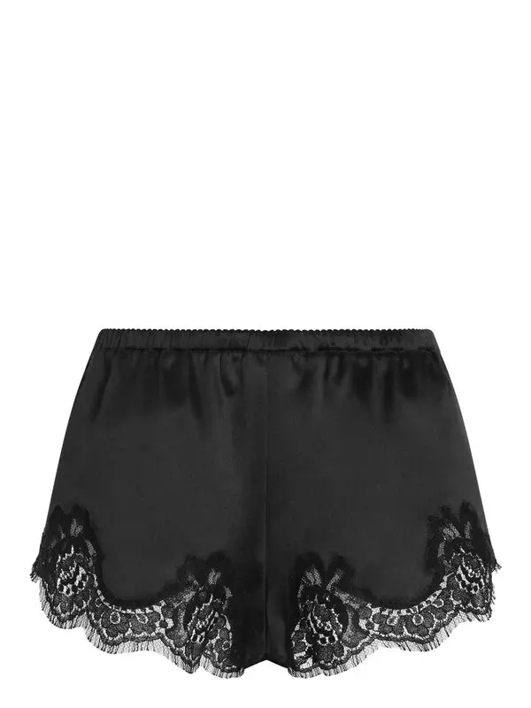 Dolce & Gabbana Elastic Waist Silk Satin Shorts - Black