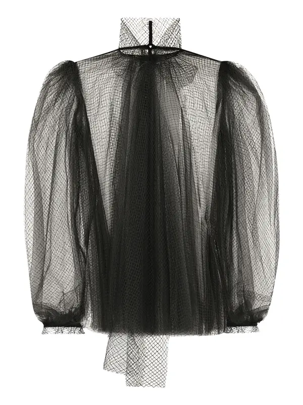 Dolce & Gabbana Mesh Pussy-bow Blouse - Black