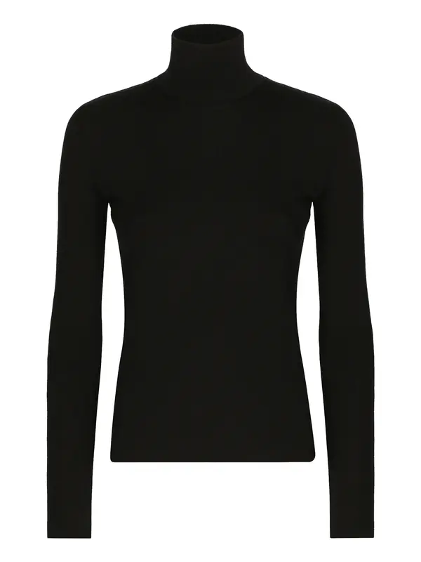 Dolce & Gabbana Ribbed Cashmere Turtleneck Sweater - Black