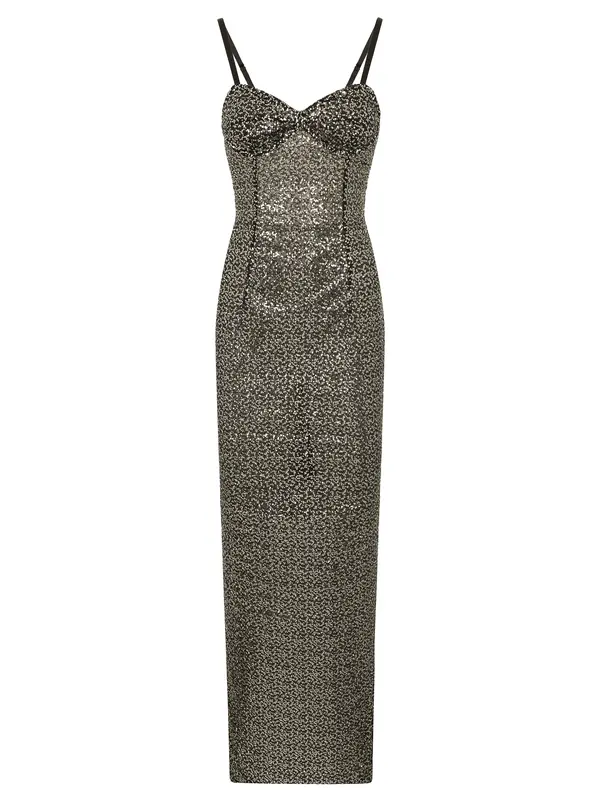 Dolce & Gabbana Long Sequined Corset Dress - Black
