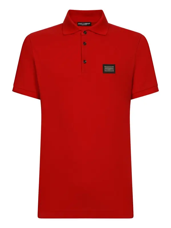Dolce & Gabbana Cotton Piqué Polo-shirt With Branded Tag - Bordeaux