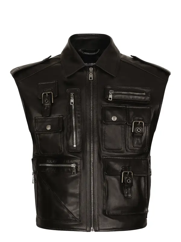 Dolce & Gabbana Bullskin Vest With Patch Pockets - Black