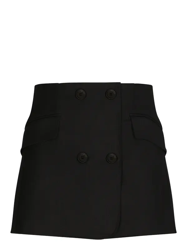 Dolce & Gabbana Stretch Twill Mini Wrap Skirt - Black