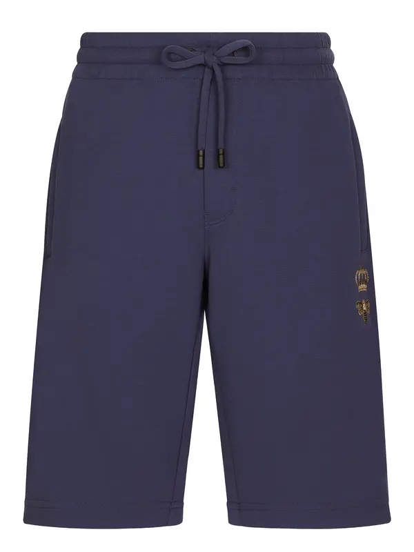 Dolce & Gabbana Jersey Jogging Shorts With Embroidery - Blue