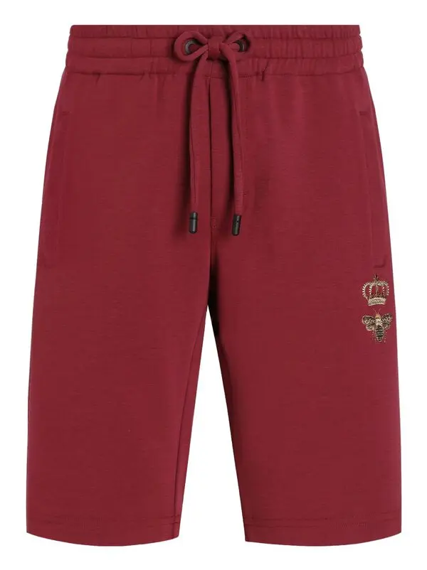Dolce & Gabbana Jersey Jogging Shorts With Lurex Embroidery - Bordeaux