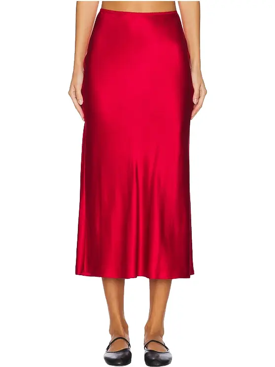 EAVES Chana Silk Midi Skirt - Red